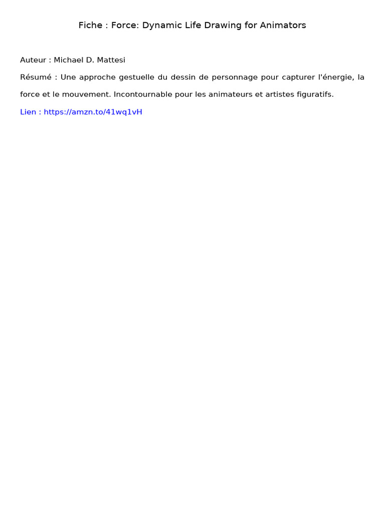 Force : Dessin dynamique pour animateurs | PDF