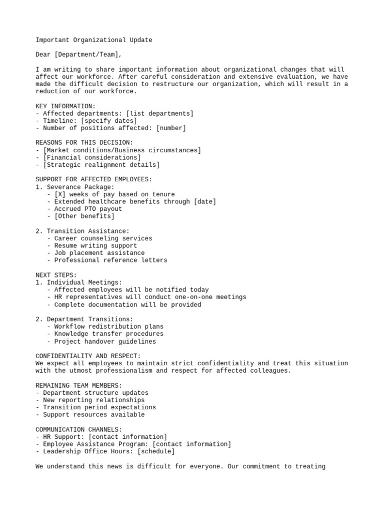 Employee Layoff Announcement | PDF