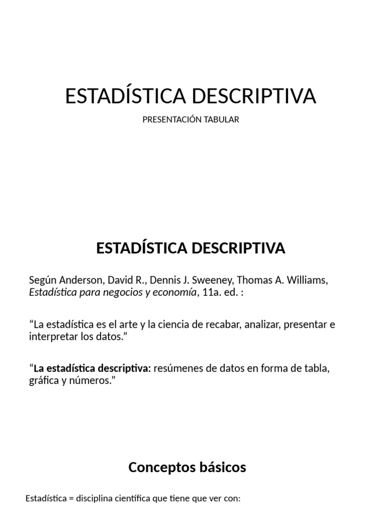 1 - ESTADÍSTICA DESCRIPTIVA - Presentación Tabular | PDF | Estadísticas ...