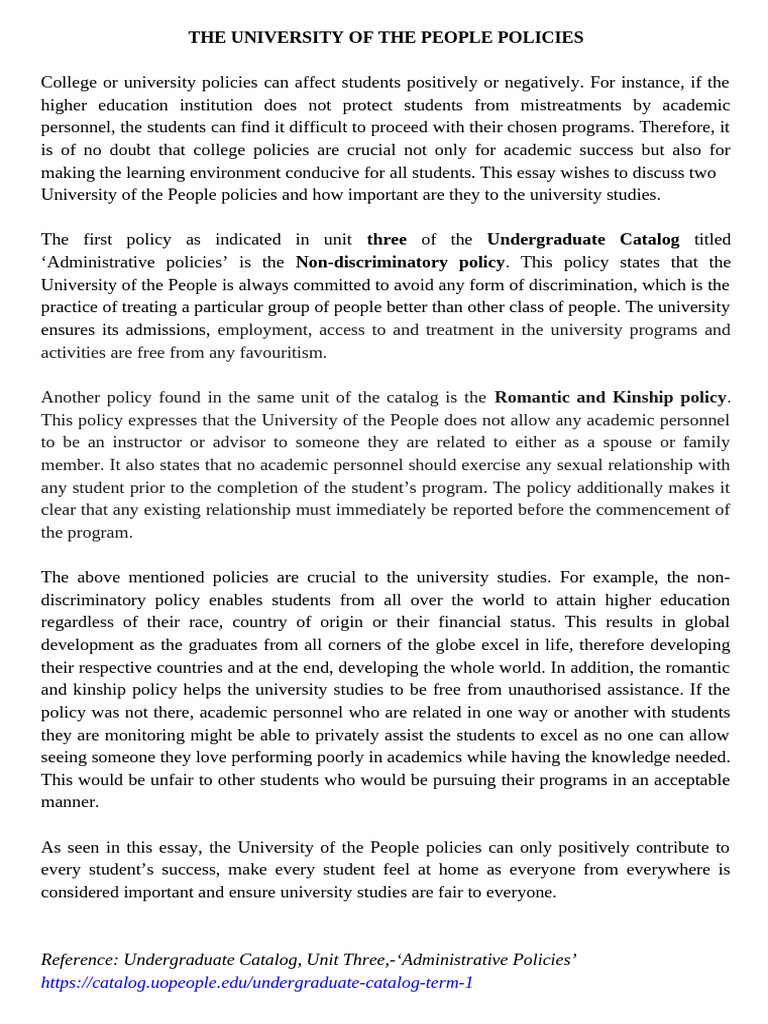 UoPeople Non-Discrimination Policies | PDF | Discrimination | University