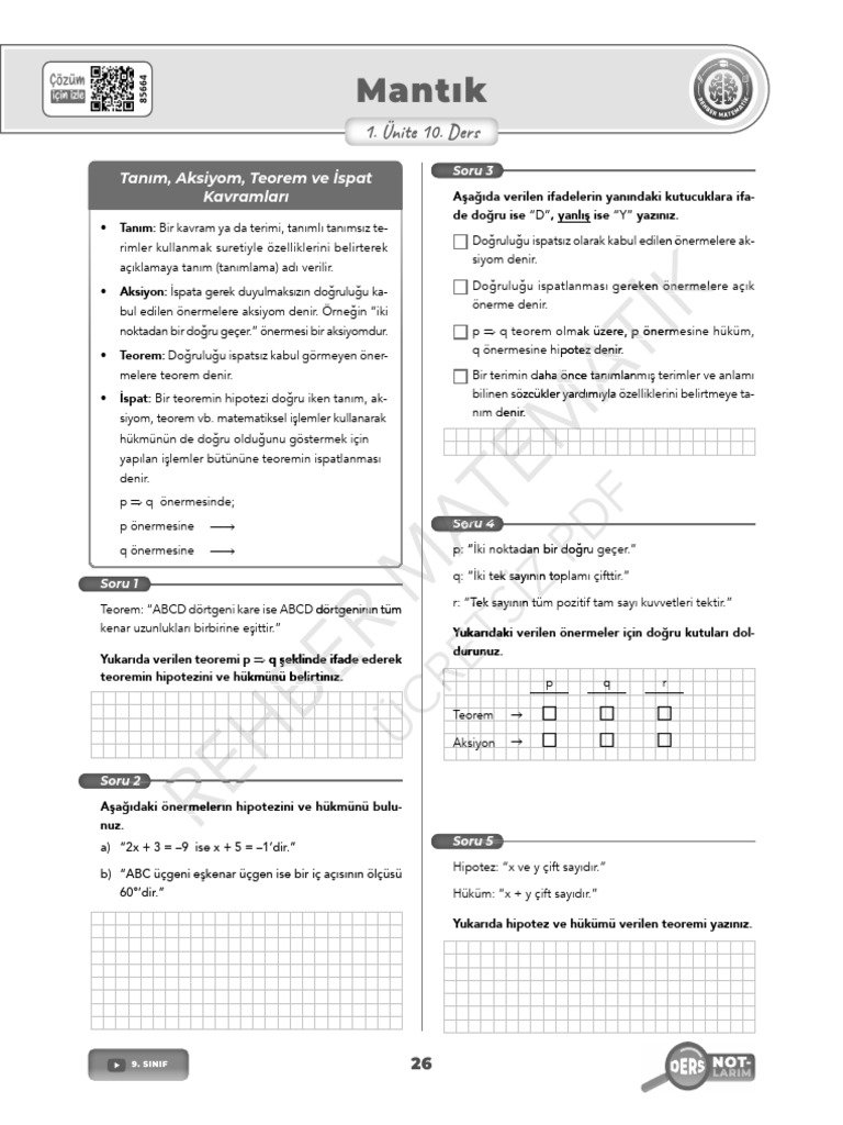10 - Ders - 9 Sinif Matbook Mantik | PDF