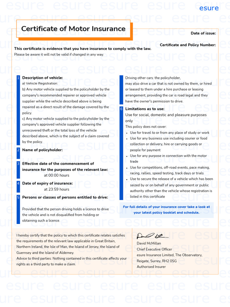 Certificate of Motor in S Urnace Template | PDF | Insurance | Vehicles