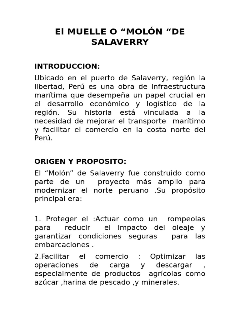 El MUELLE O | PDF | Puerto | Perú