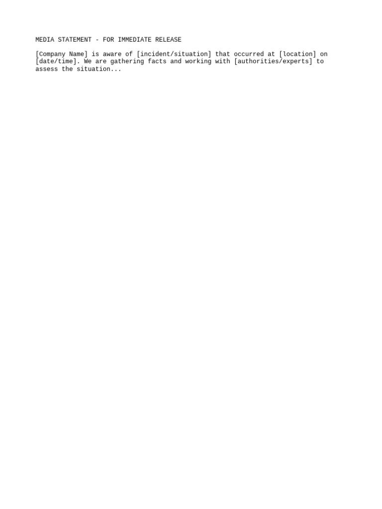Crisis Communication Holding Statement | PDF