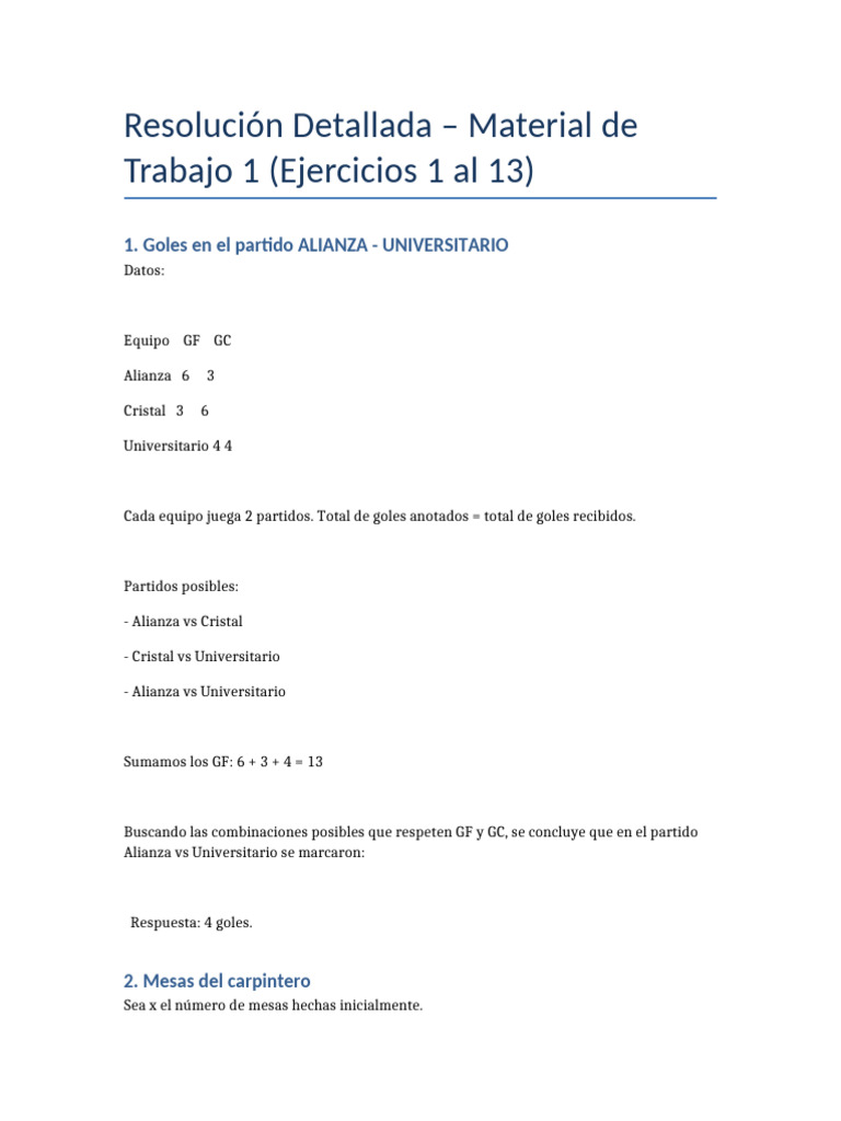 Resolucion Ejercicios 1 Al 13 | PDF