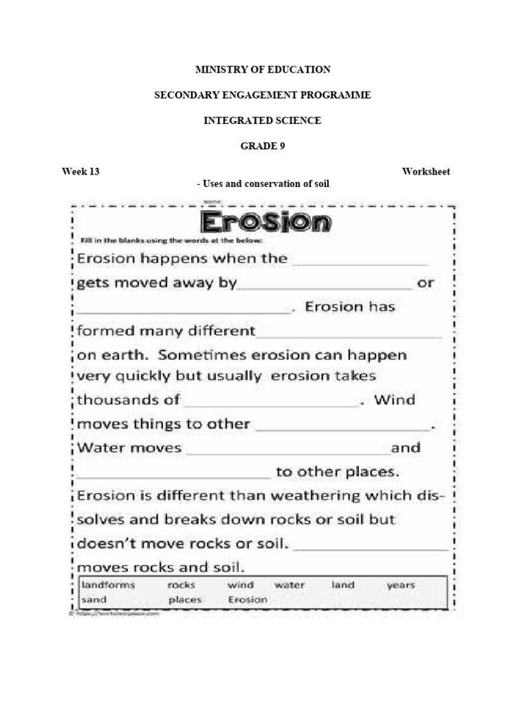 Grade 9 Integrated Science Week 13 Lesson 1 Worksheets 1 and ...