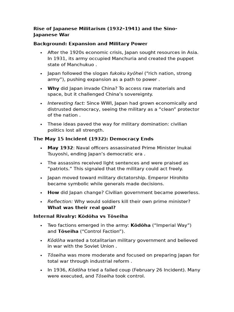 Rise of Japanese Militarism | PDF | Empire Of Japan | International ...