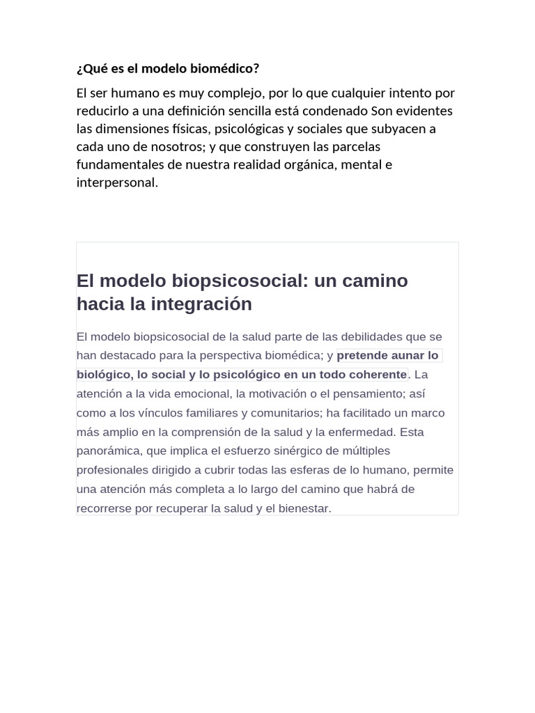 Qué Es El Modelo Biomédico 6 | PDF