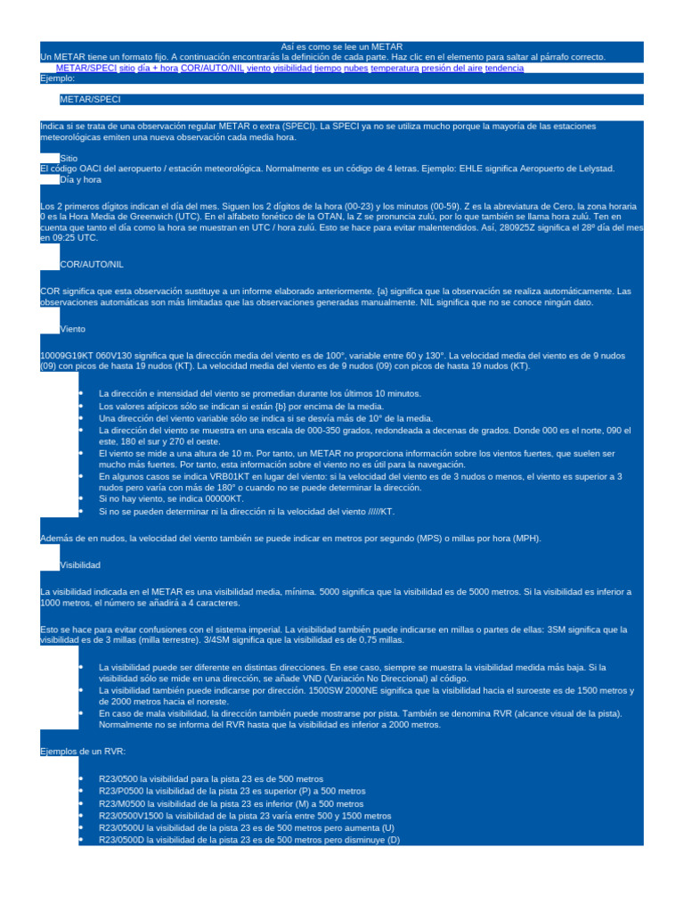 Así Es Como Se Lee Un METAR | PDF | Niebla | Granizo