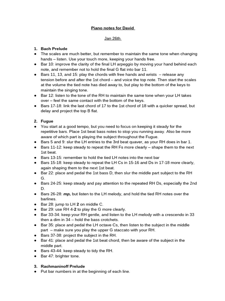 Piano Notes For David | PDF | Chord (Music) | Musical Forms