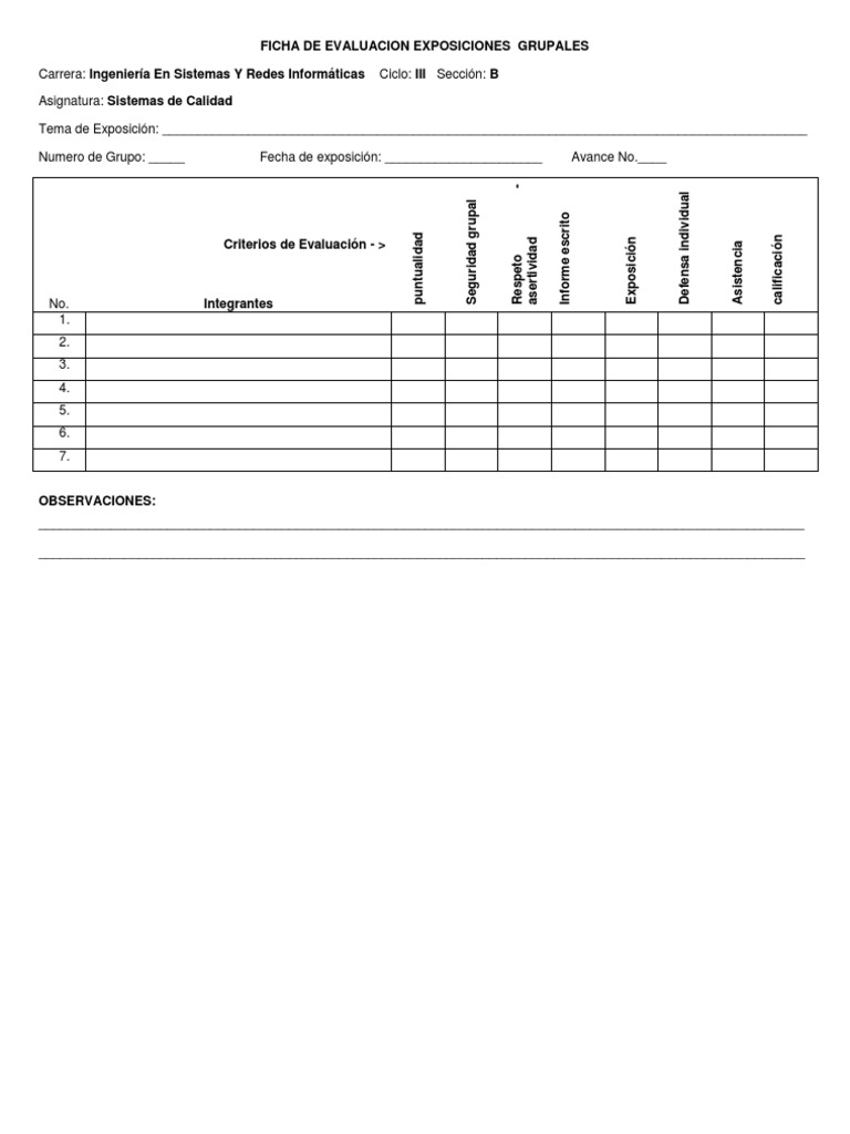 Ficha de Evaluacion Exposiciones Grupales | PDF