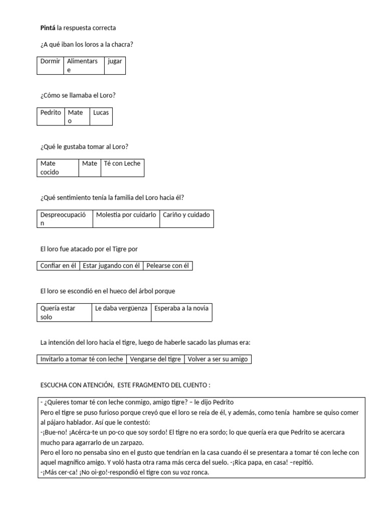 Actividades Loro Pelado | PDF