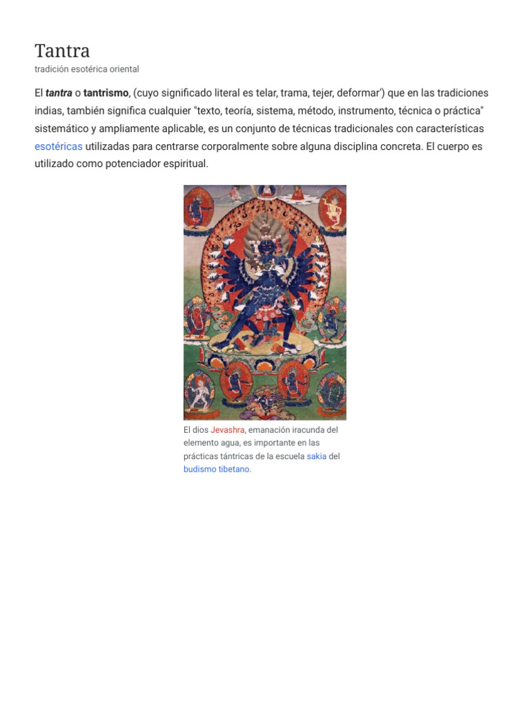 Tantra - Wikipedia, La Enciclopedia Libre | PDF | Tantra | Conceptos filosóficos religiosos