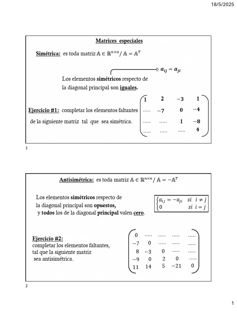 Matrices 2025. D | PDF | Matriz (Matemáticas) | Análisis matemático