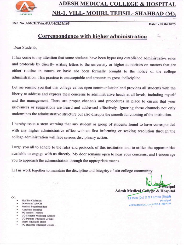 Correspondence With Higher Administration | PDF