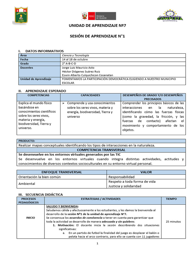 ACTIVIDAD Nº1 - UDA 7 - SEGUNDO GRADO | PDF | Aprendizaje | Gravedad