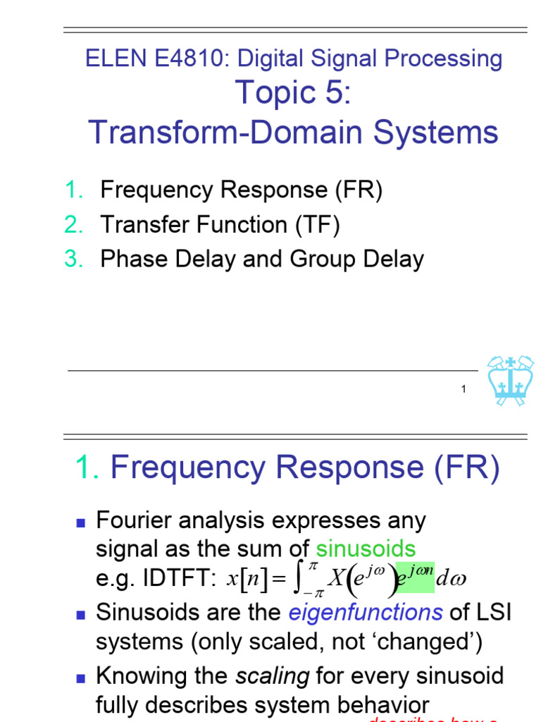 Chapter#5 Transform Domain System | PDF | Applied Mathematics ...