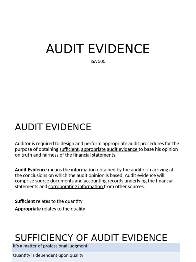 Understanding ISA 500 Audit Evidence | PDF | Audit | Internal Control