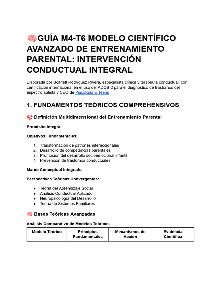 ?guía m4-t6 Modelo Científico Avanzado de Entrenamiento Parental - Intervención Conductual ...