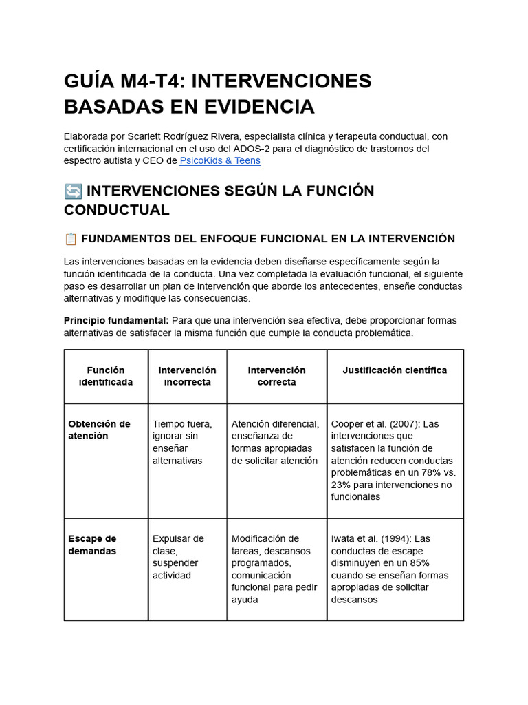 Guía m4-t4 - Intervenciones Basadas en Evidencia | PDF | Autorregulación emocional | Desorden ...