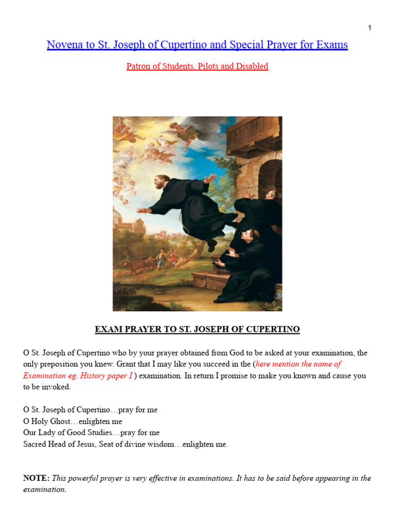 Novena To St. Joseph Cupertino | PDF | Lord's Prayer | Prayer