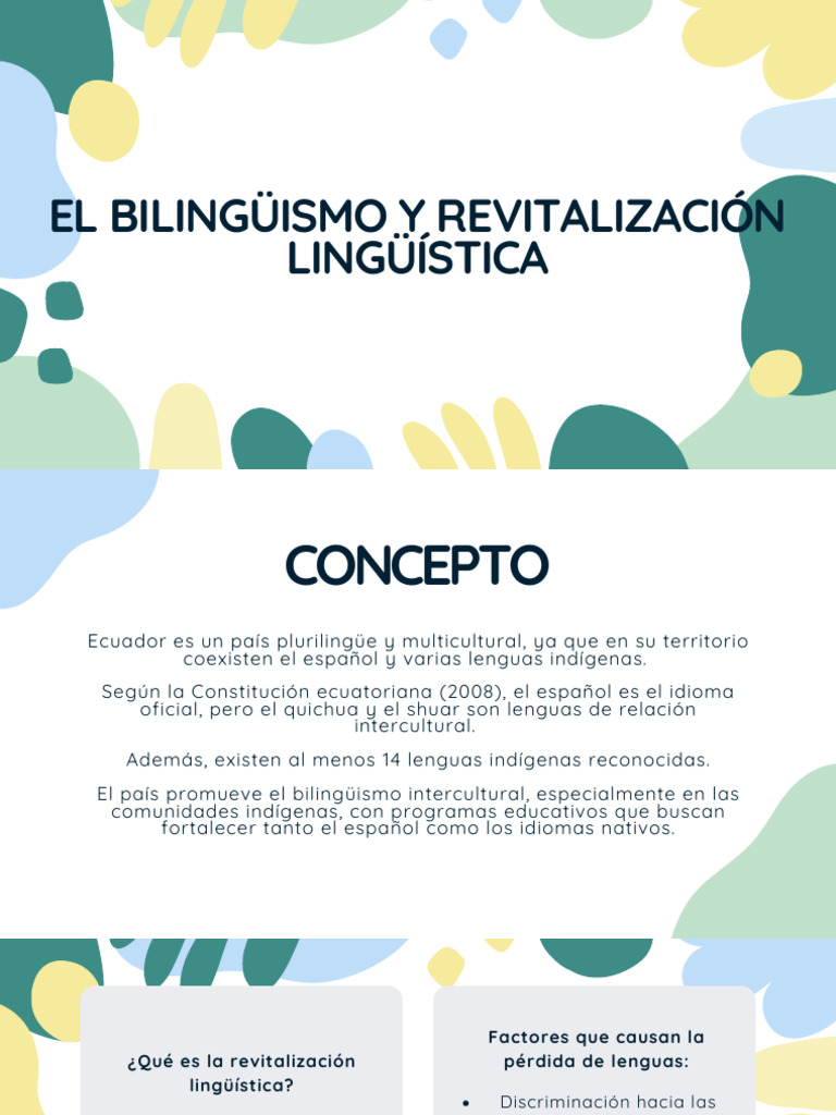 El Bilinguismo y Revitalización Linguistica | PDF | Multilingüismo | Ecuador
