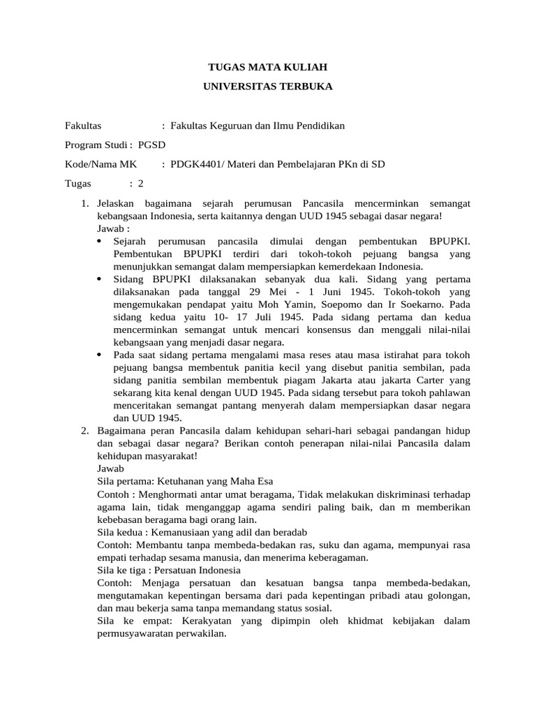 Tugas 2 Materi Dan Pembelajaran PKN Di SD | PDF