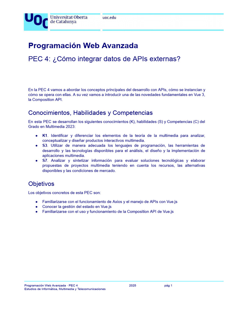 PEC 4. Como Integrar Datos de APIs Externas-1 | PDF | Red mundial | Internet y web