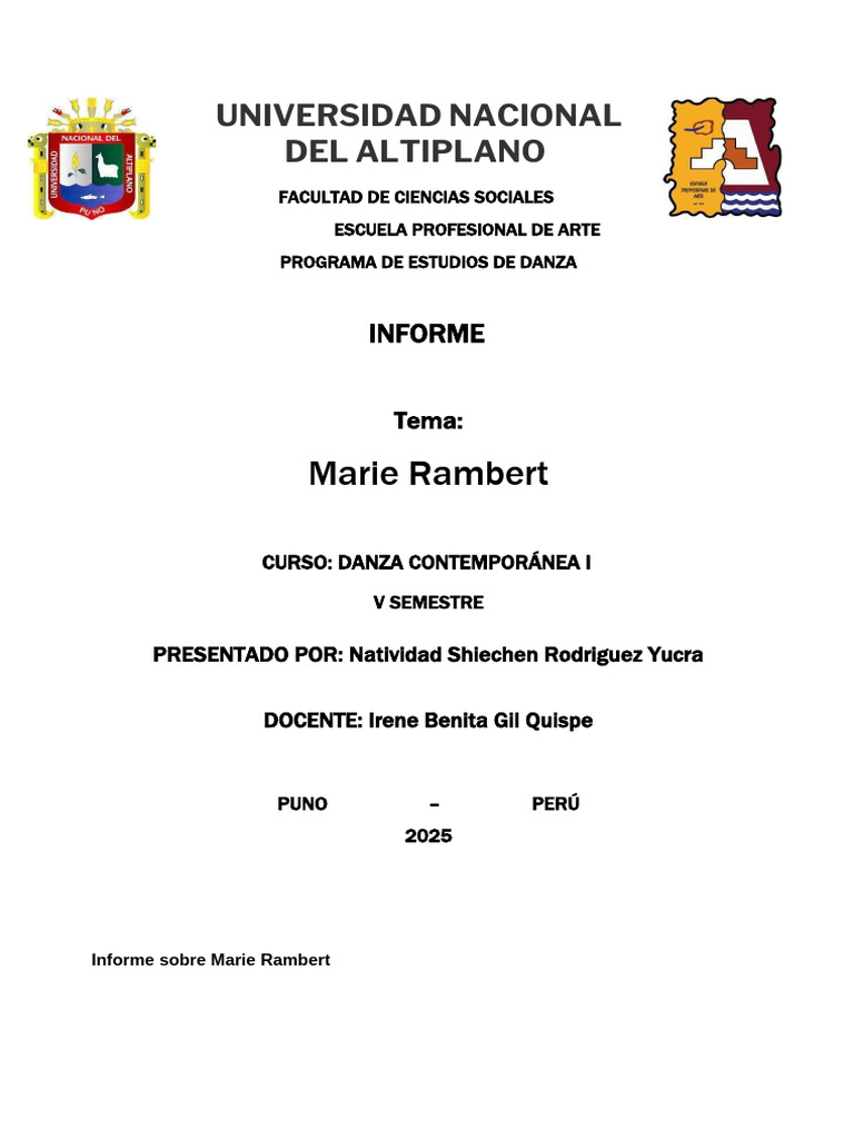 Informe Marie Rambert | PDF | Ballet | Bailes