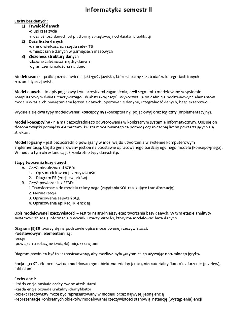 Informatyka Opracowanie | PDF