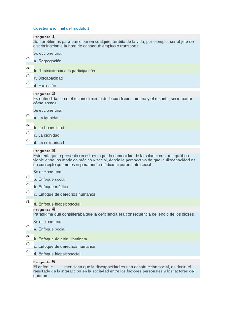 Personas Con Discapacidad Transformando Barreras en Oportunidades CUESTIONARIO FINAL MODULO 1 ...