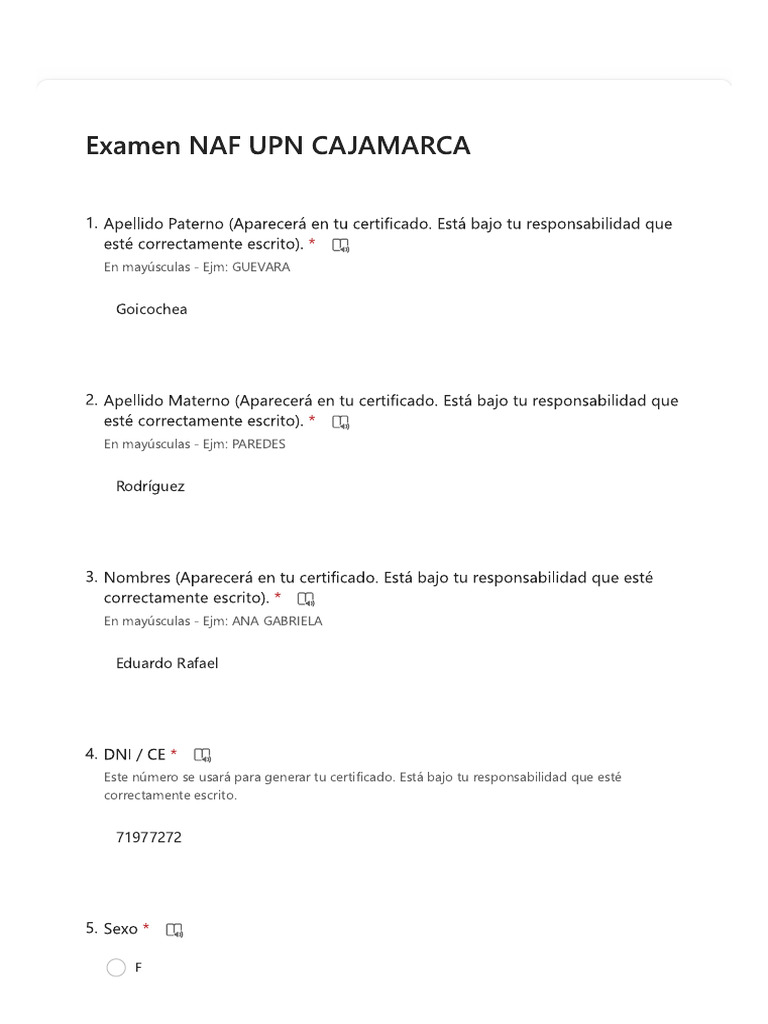 Examen NAF UPN CAJAMARCA | PDF