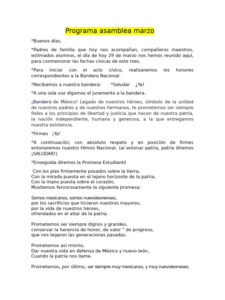 Borrador Asamblea de Marzo | PDF | México | Temporada de primavera)