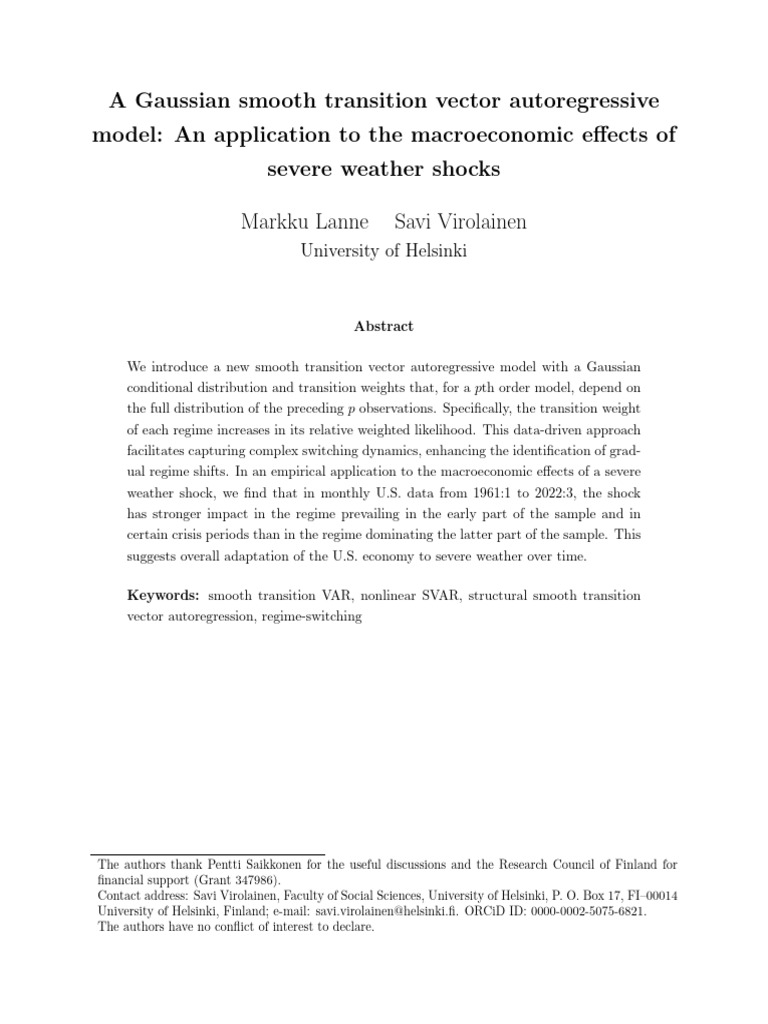 A Gaussian Smooth Transition Vector Autoregressive Model: An Application To The Macroeconomic ...