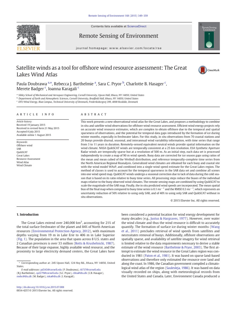 Great Lakes Offshore Wind Resource Atlas | PDF | Wound | Remote Sensing