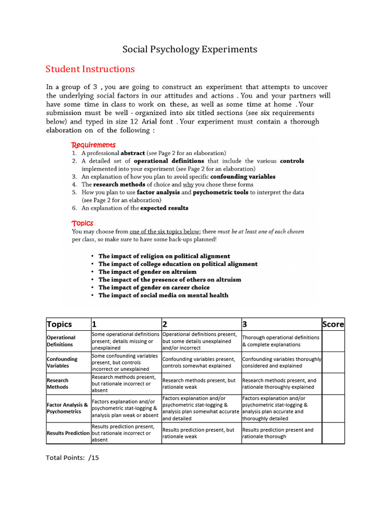 Social Psychology Experiments Final Exam | PDF