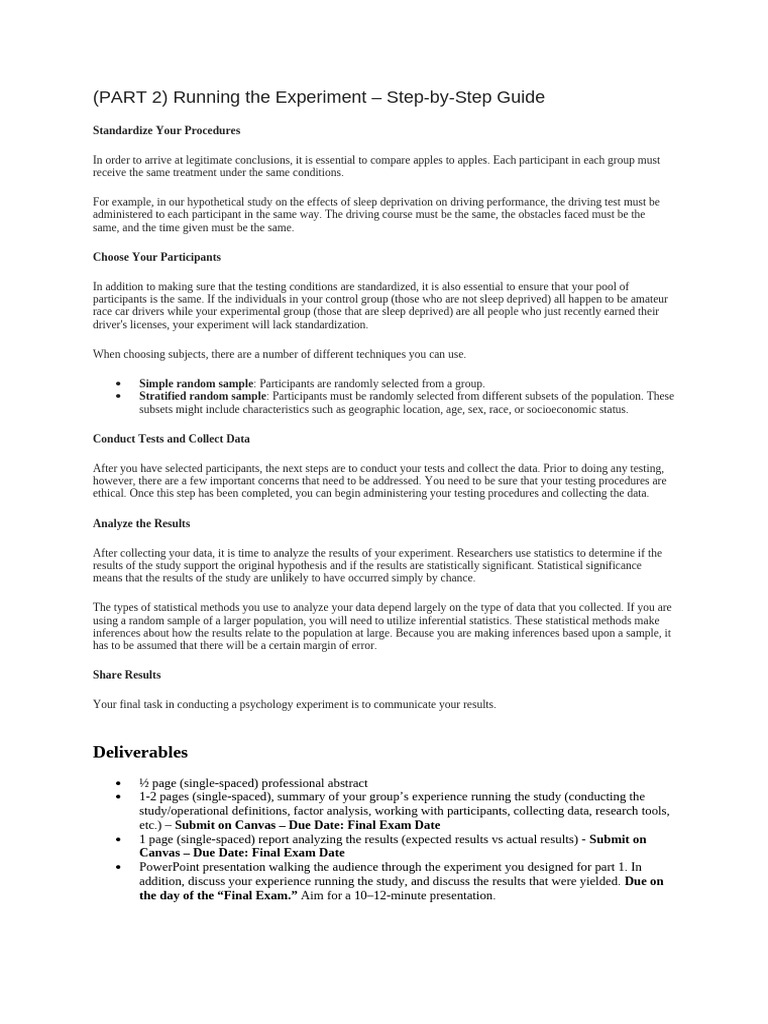 Running The Experiment (Step-by-Step) - Final Exam | PDF | Statistics | Experiment