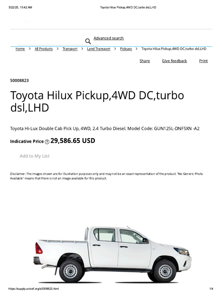 Toyota Hilux Pickup,4WD DC,turbo dsl,LHD | PDF