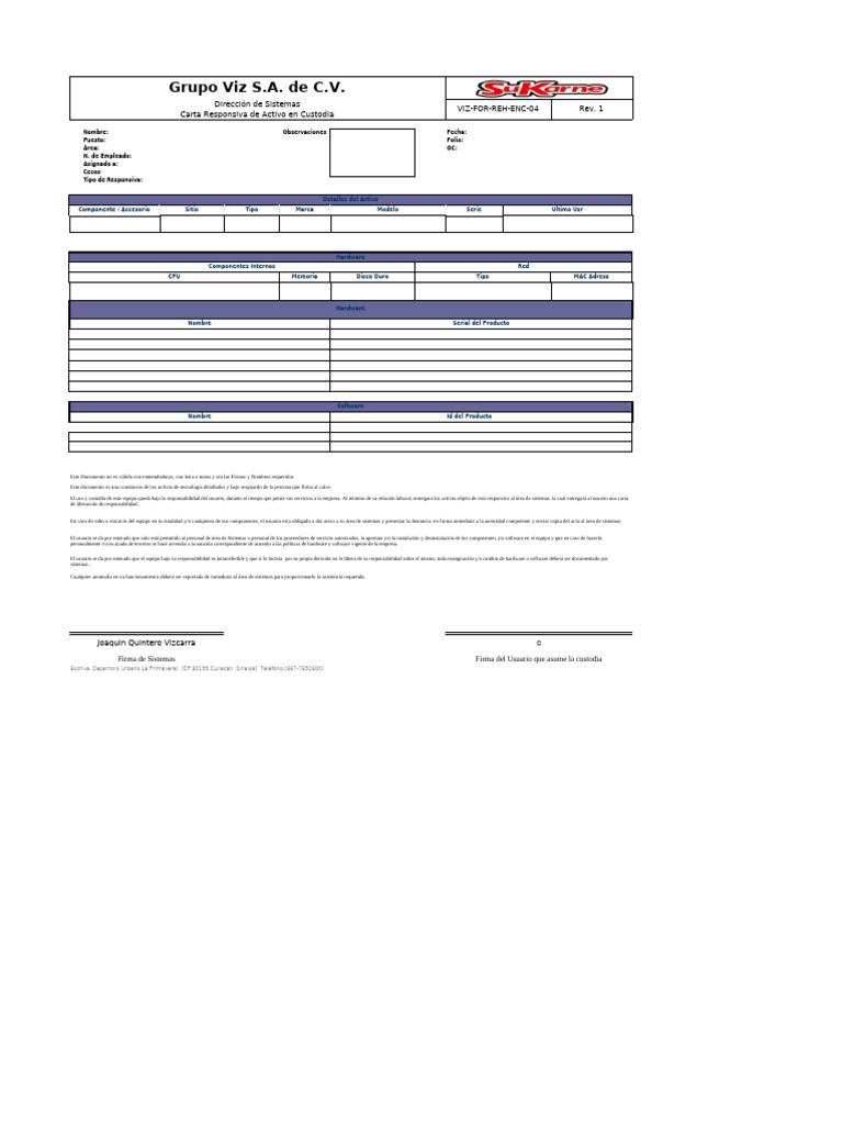 VIZ-FOR-REH-ENC-04 Responsiva | PDF | Software | Hardware de la computadora