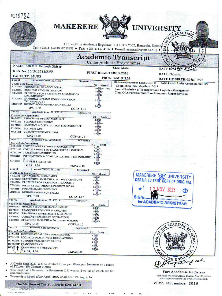 Transcript Certified CC | PDF