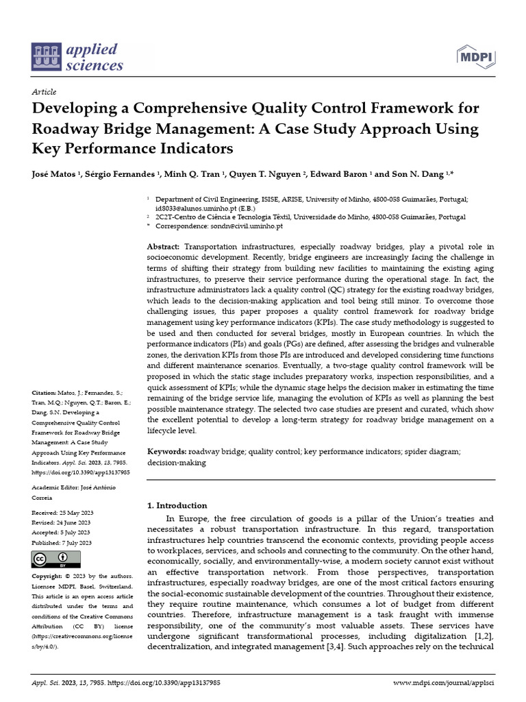 Developing a Comprehensive Quality Control Framework for Roadway Bridge Management - A Case ...