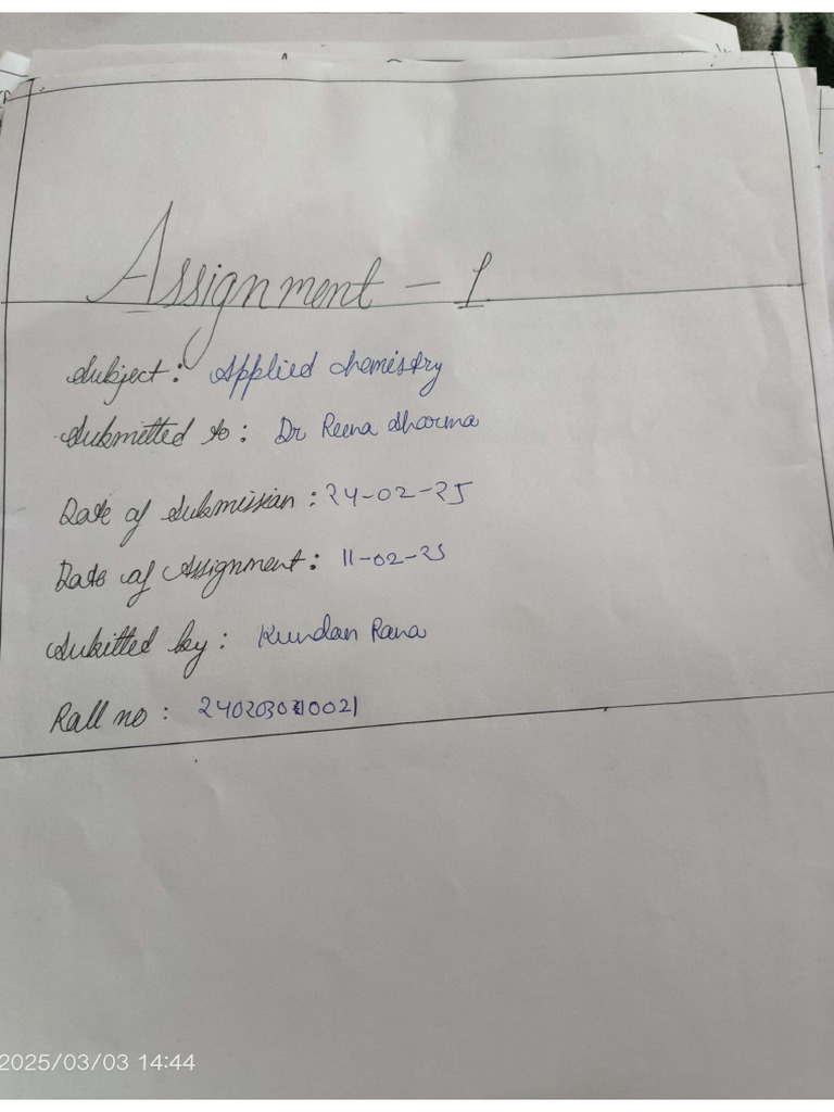 Chemistry Assignment 1 | PDF