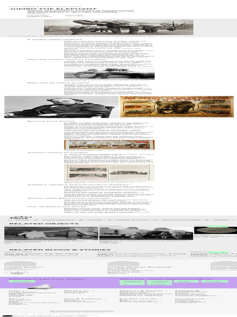 Jumbo The Elephant London Museum | PDF | P. T. Barnum | Zoology