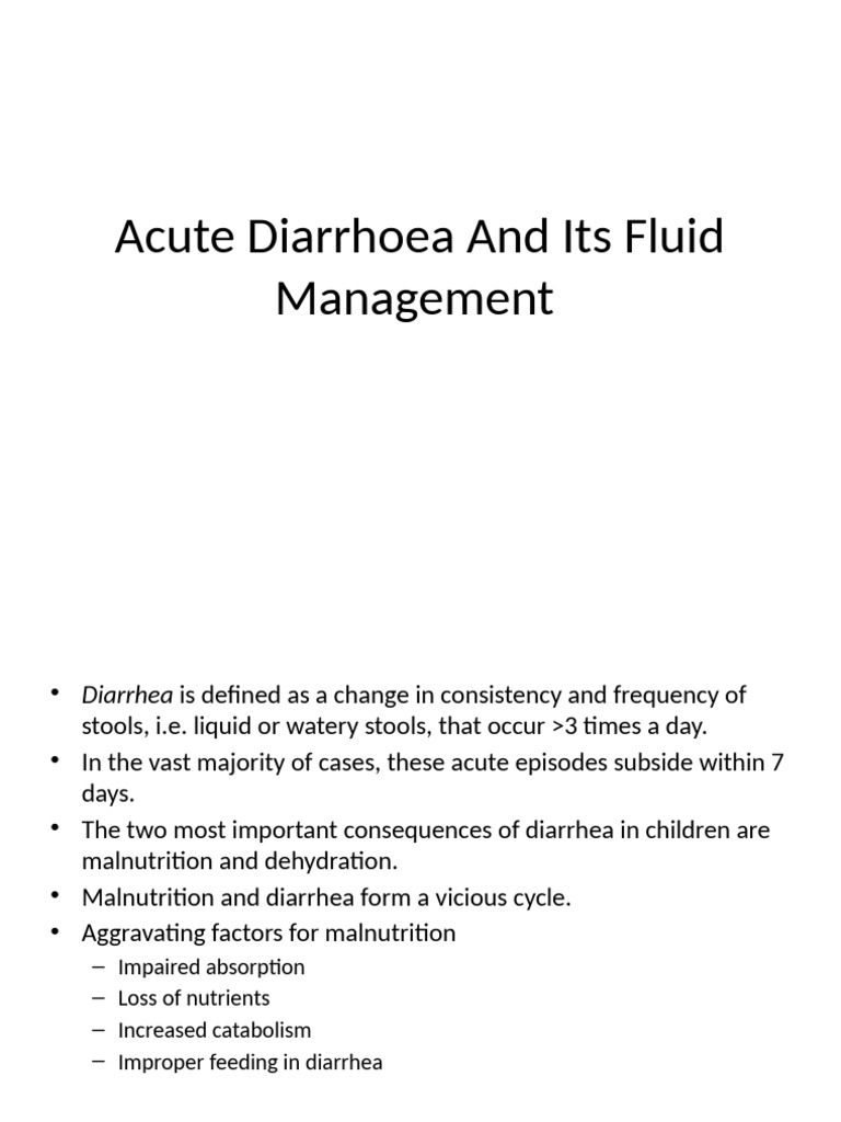 Acute Diarrhoea and Its Fluid Management | PDF | Diarrhea | Clinical ...