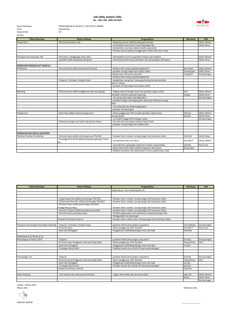 Ewindo Jsa Ac & Ducting 20 S.D 26 Mei | PDF