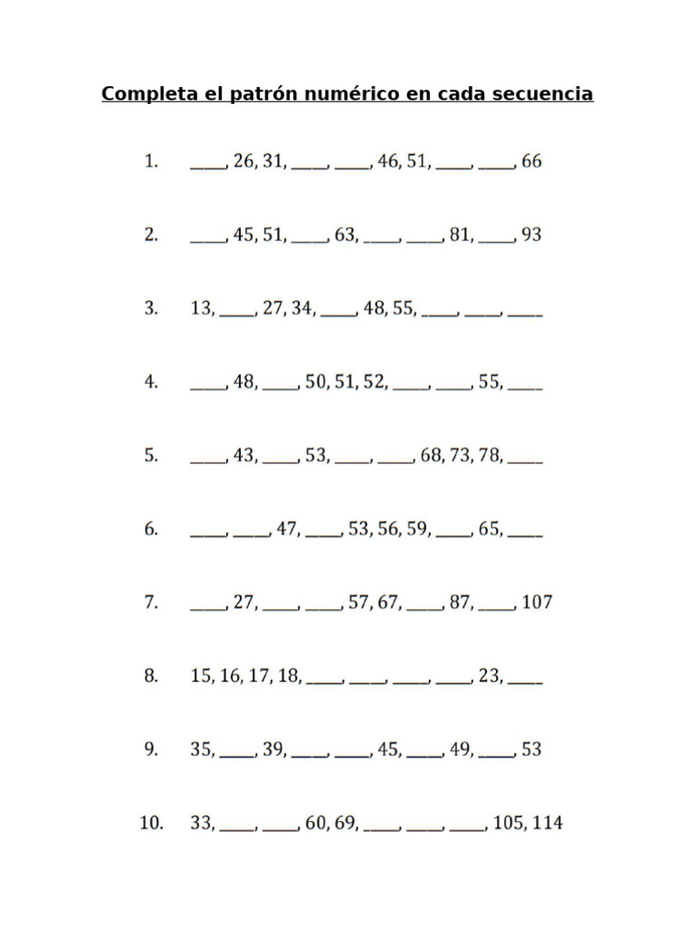 Patrones Numericos | PDF