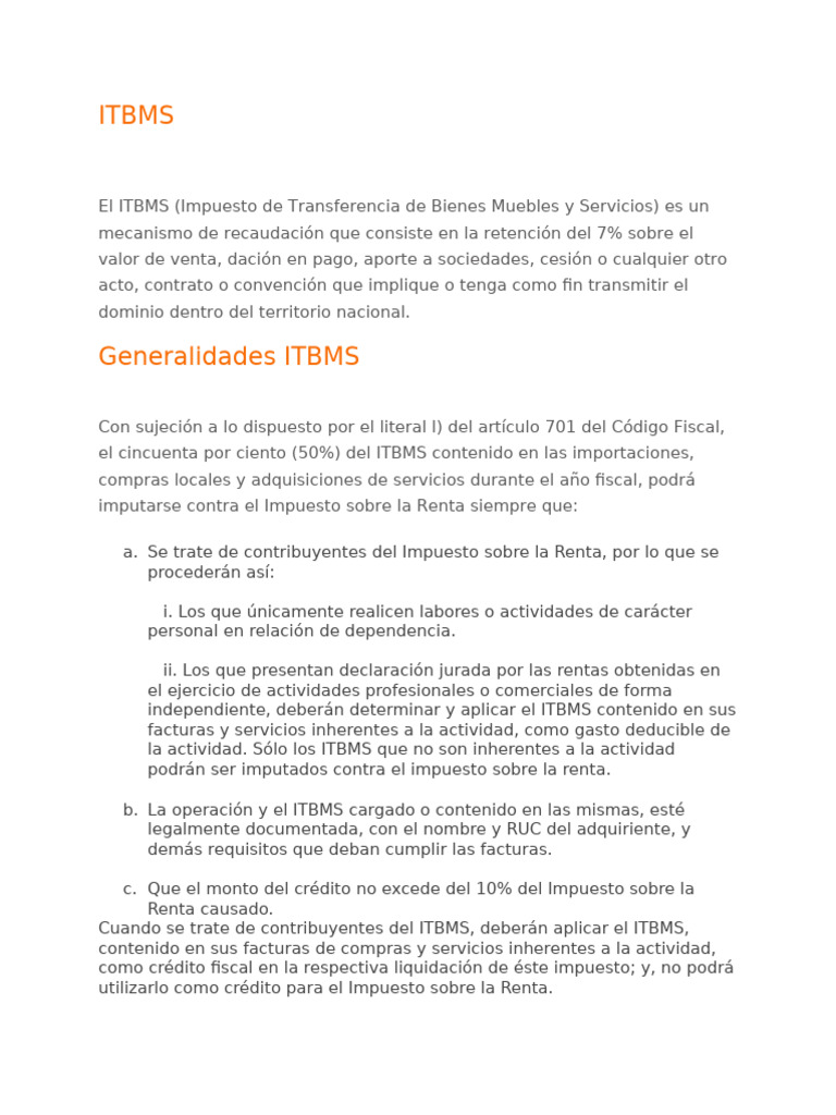 Guía sobre el ITBMS en Panamá | PDF | Impuestos | Impuesto sobre la renta