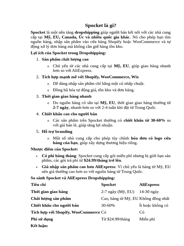 Spocket Là Gì | PDF