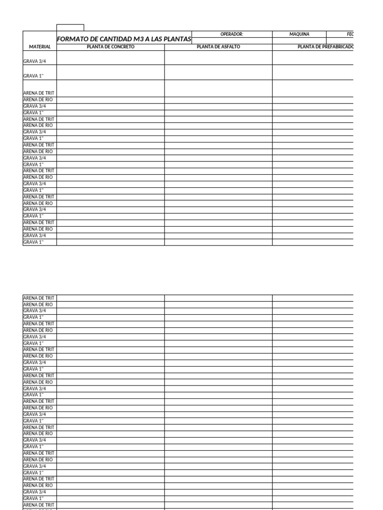 Formato de Cantidad de Materiales M3 | PDF
