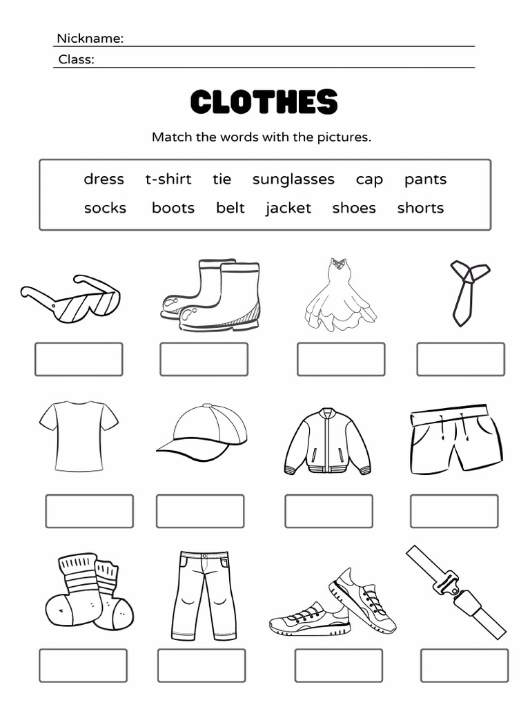 Identify The Clothes Worksheet in Black and White Printable Style-Đã ...